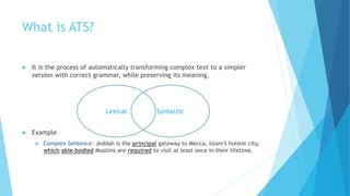 Automatic text simplification evaluation aspects | PPT