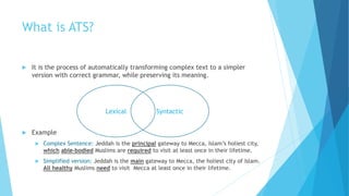 Automatic text simplification evaluation aspects | PPT