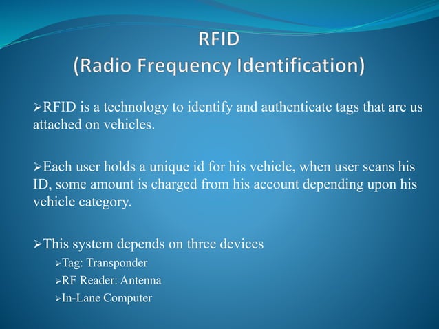 Automatic toll collection system (presentation) | PPTX
