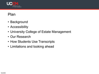 Automatic Transcripts: Student and Tutor Views from Built Environment ...