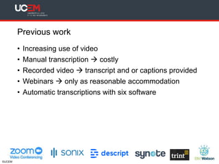 Automatic Transcripts: Student and Tutor Views from Built Environment Education | PPT
