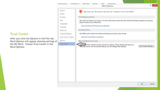 Automatic trust access to vba word documents and enabling all macros | PPTX
