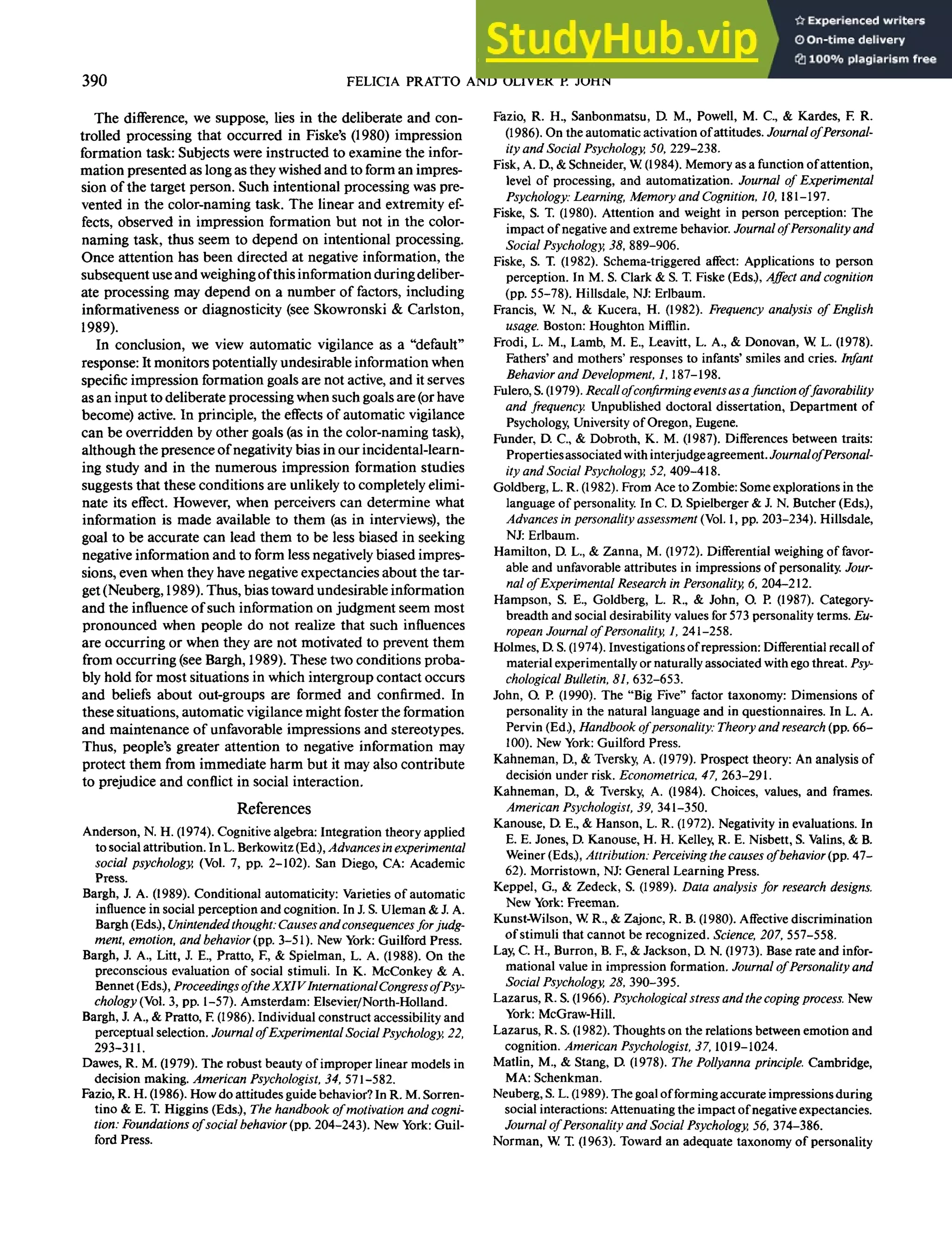 Automatic Vigilance The Attention-Grabbing Power Of Negative Social ...