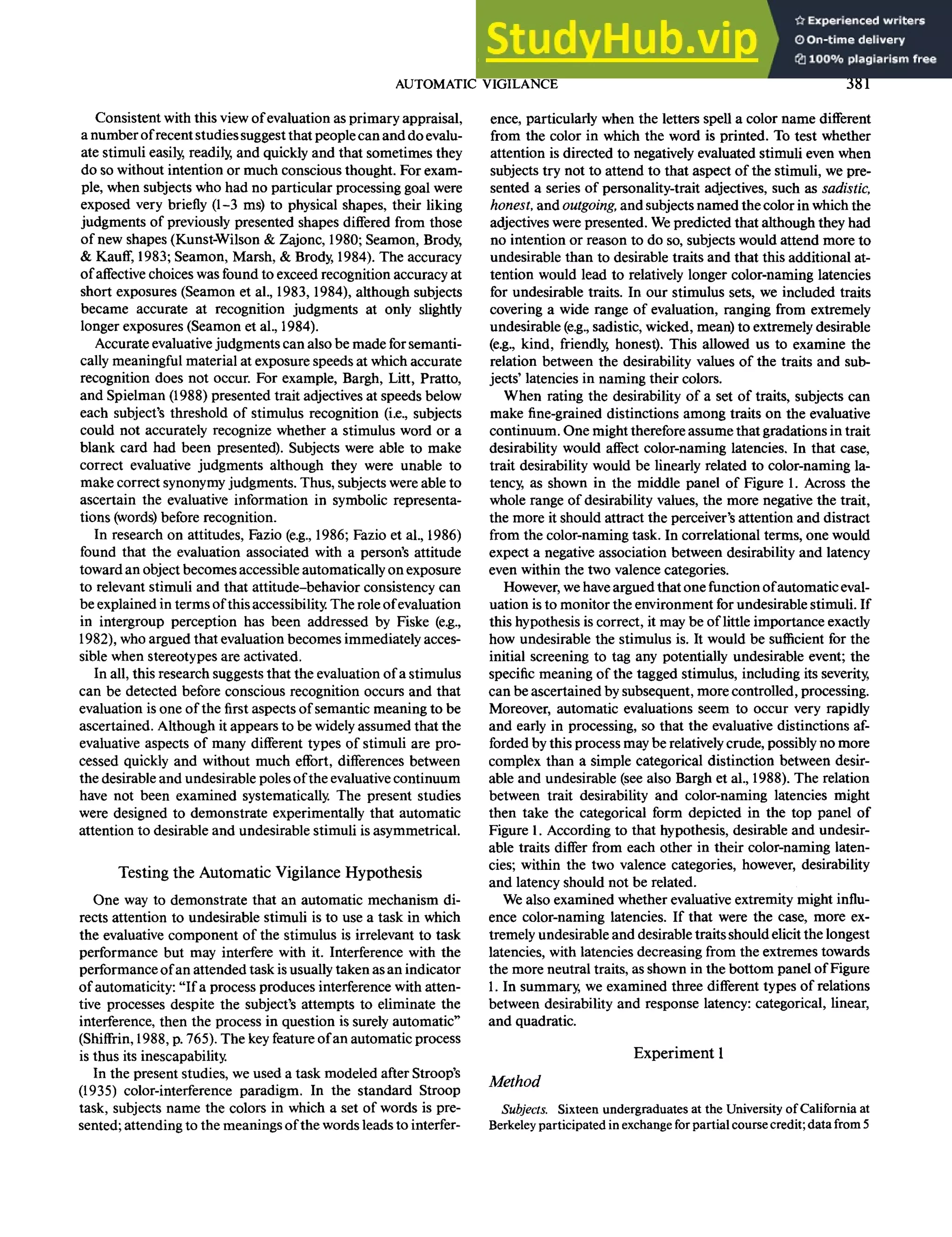 Automatic Vigilance The Attention-Grabbing Power Of Negative Social ...