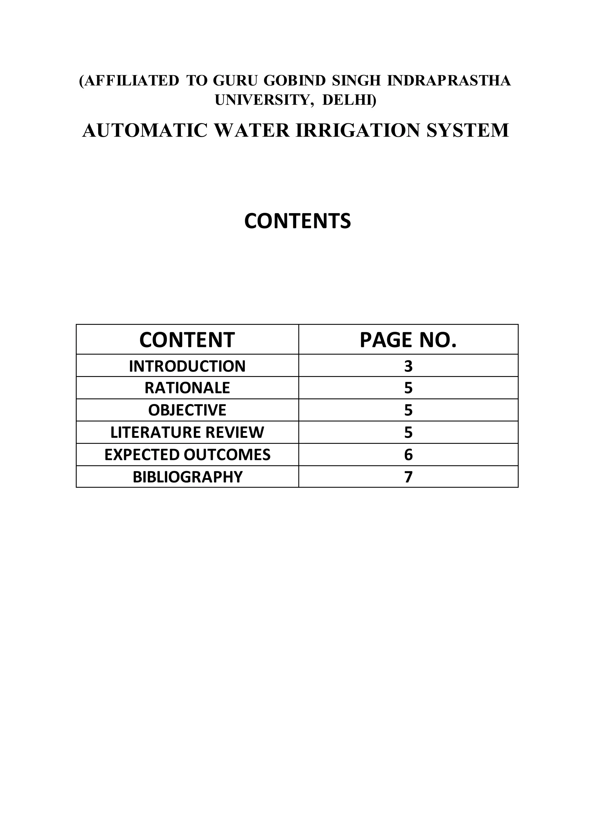Automatic water irrigation system | PDF