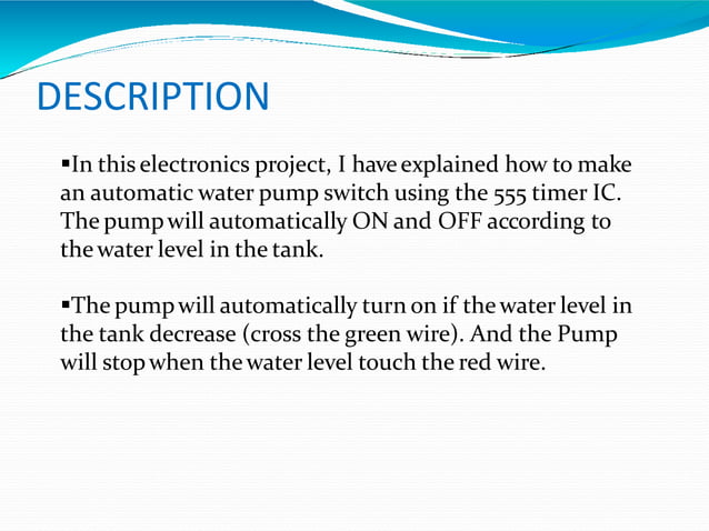 automatic water pump project.pptx | Consumer Electronics | Technology ...