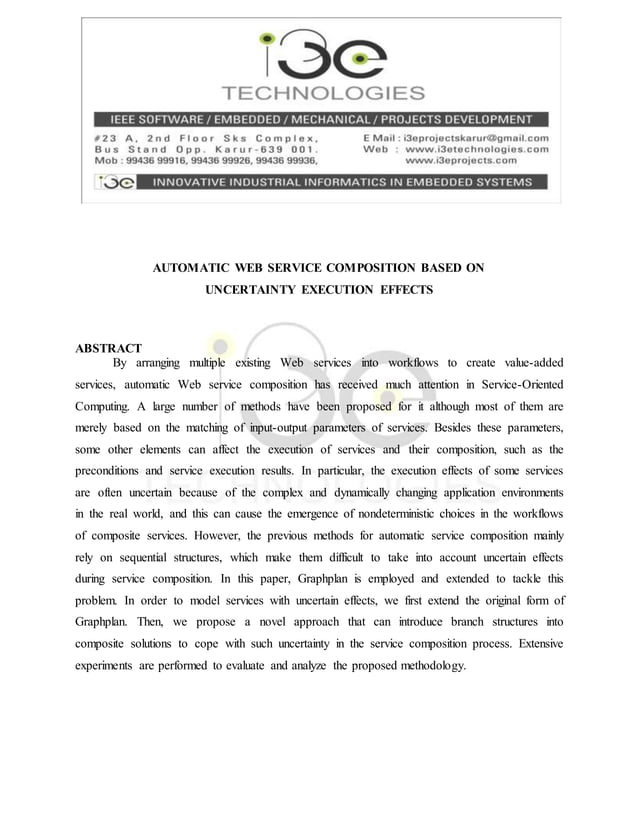 AUTOMATIC WEB SERVICE COMPOSITION BASED ON UNCERTAINTY EXECUTION ... AUTOMATIC WEB SERVICE COMPOSITION BASED ON UNCERTAINTY EXECUTION ...