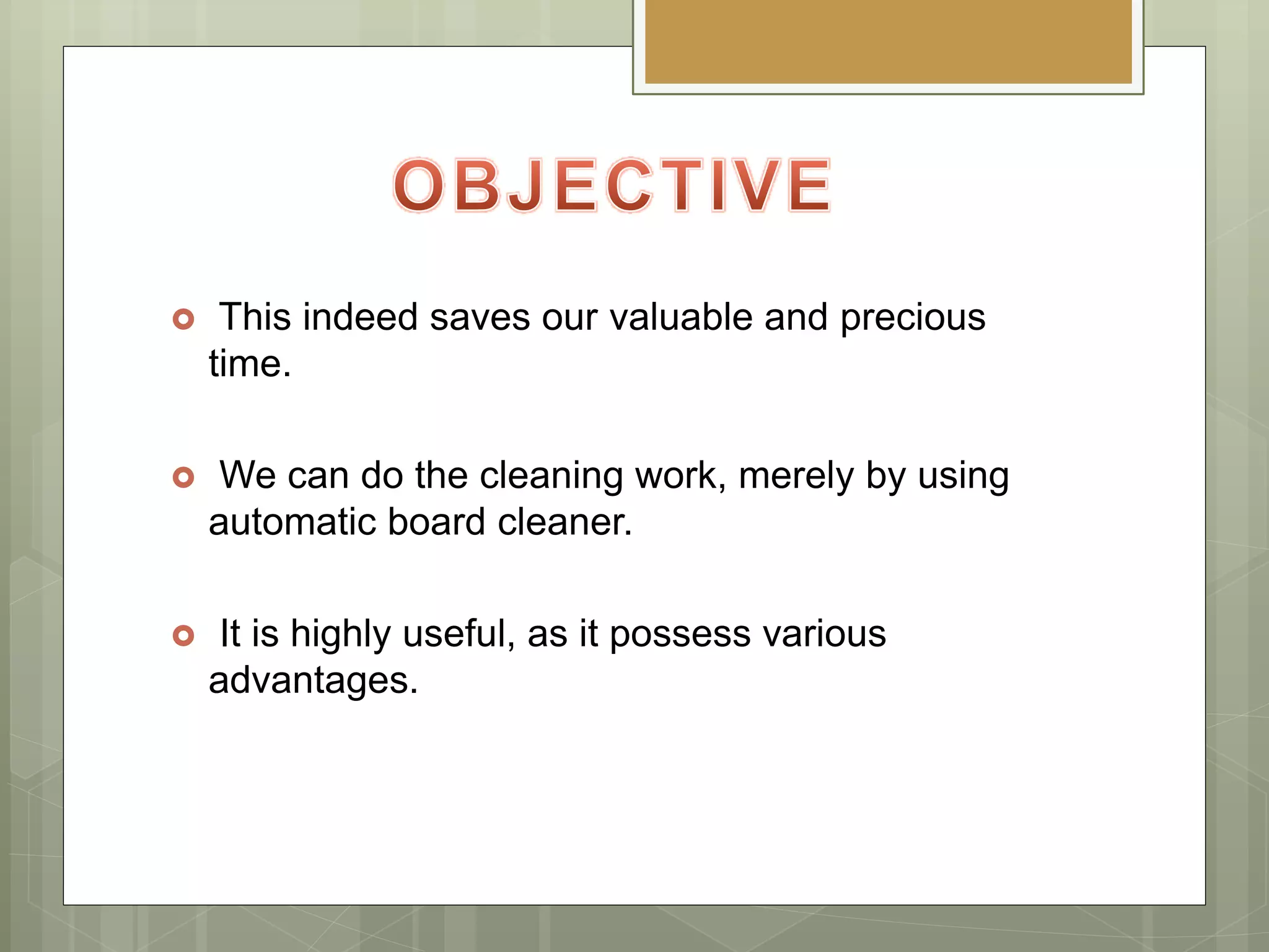 Automatic White Board Cleaner | PPTX