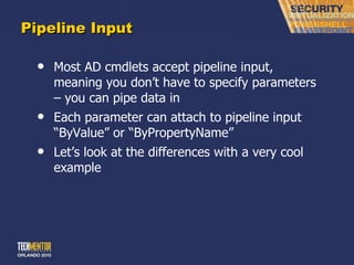 Automating Active Directory mgmt in PowerShell | PPT