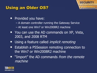 Automating Active Directory mgmt in PowerShell | PPT