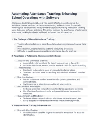 Automating Attendance Tracking: Enhancing School Operations with ...