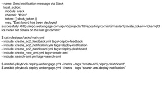Automating aws infrastructure and code deployments using Ansible @WebEngage | PPTX