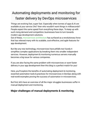 Automating deployments and monitoring for faster delivery by DevOps microservices.pdf