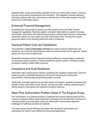 Automating Prior Authorization for a Surgical Group | PDF