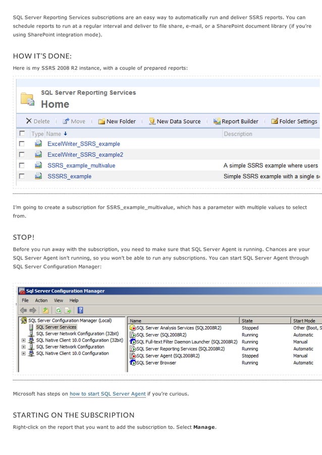 Automating reports with ssrs subscriptions | PDF | Free Download