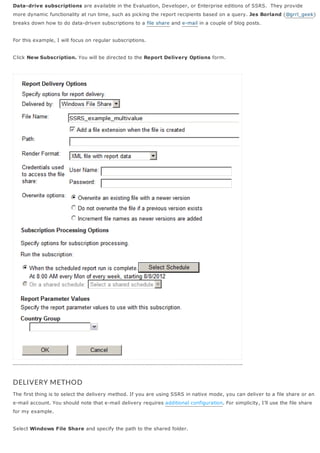 Automating reports with ssrs subscriptions | PDF