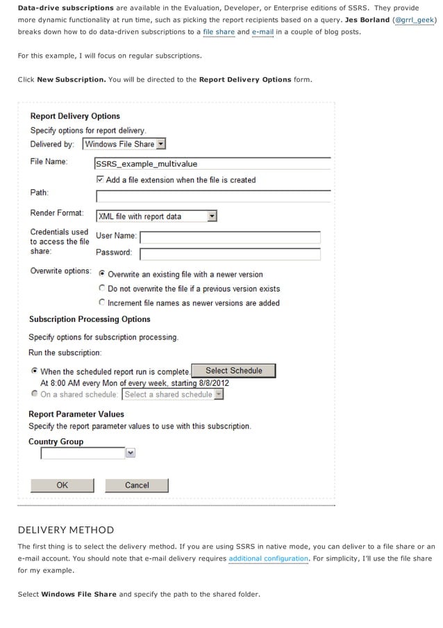 Automating reports with ssrs subscriptions | PDF