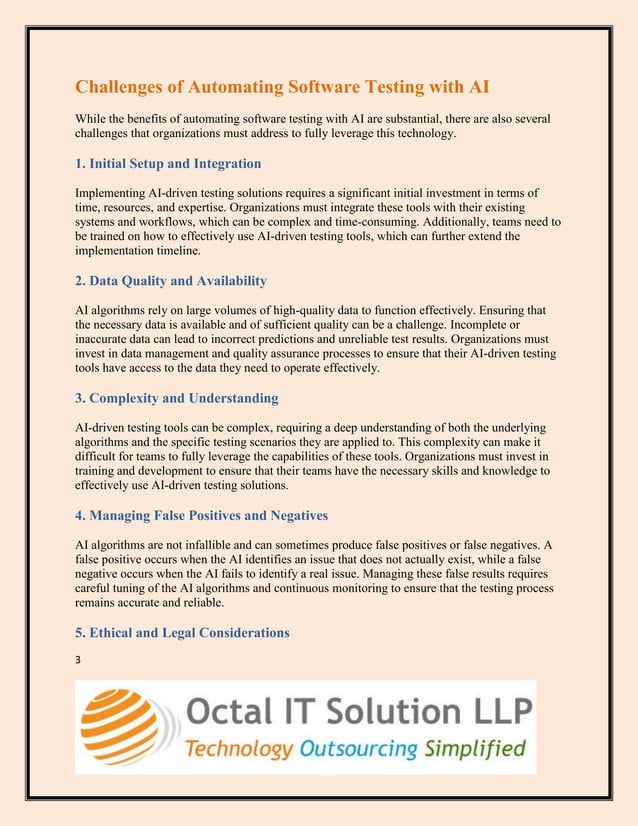 Automation Software Testing With Ai Benefits And Challenges Pdf