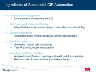 Automating the cip compliance test lab | PPT