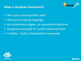 Automating Windows Server 2008 R2 Administration with Windows PowerShell | PPSX
