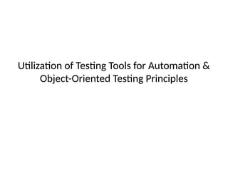 Framework of Test Automation in Software Testing | PPT