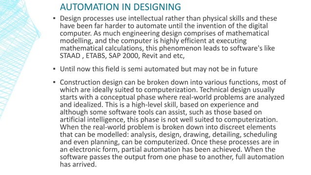 Automation in civil engineering , TECH | PPTX | Civil Engineering ...
