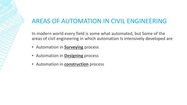 Automation in civil engineering , TECH | PPTX | Civil Engineering ...