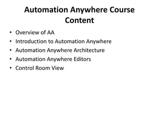 Automation anywhere | PPTX