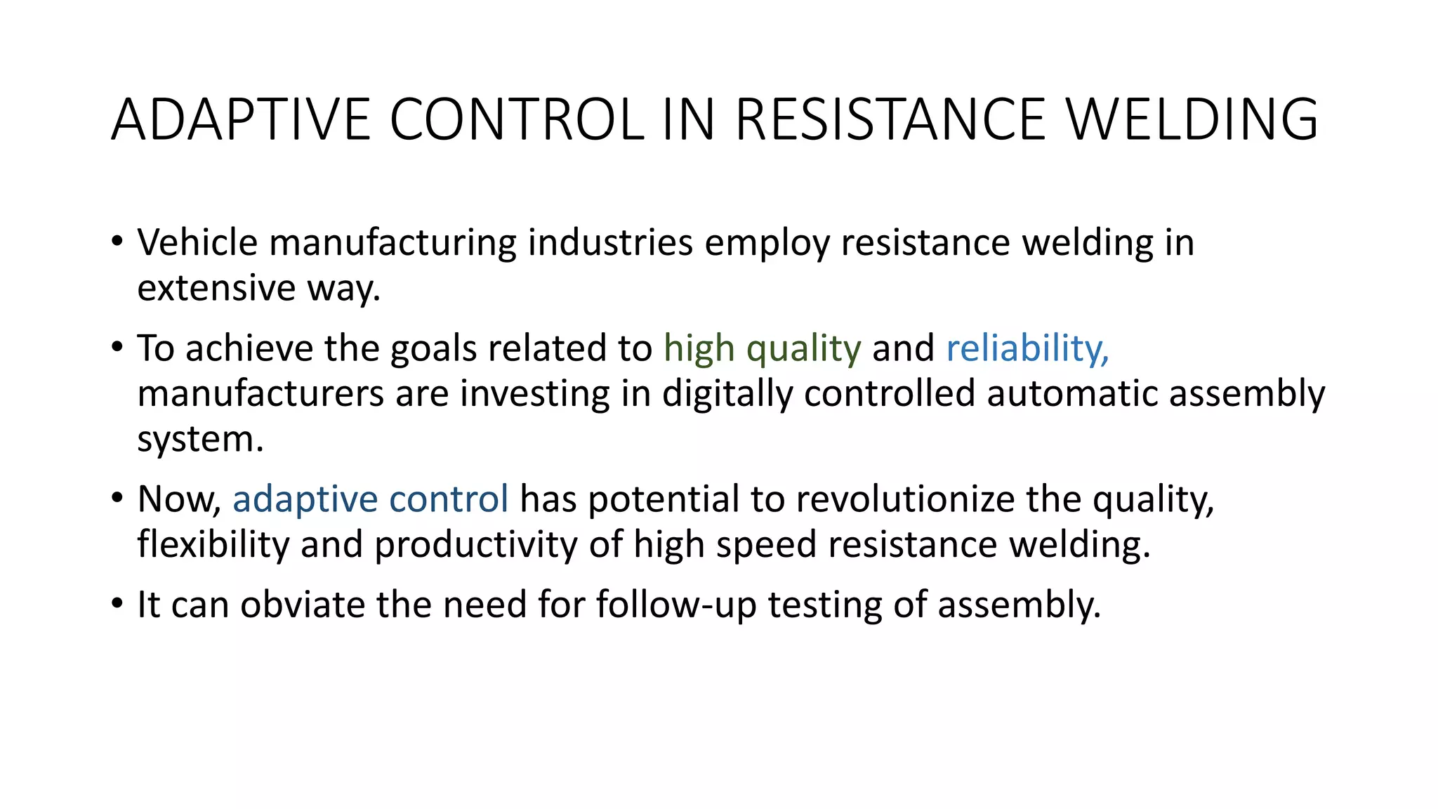 Automation and adaptive control in welding | PPTX