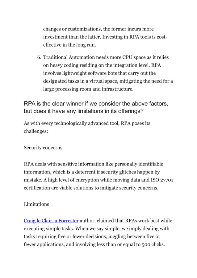 Automation and Robotic Process Automation (RPA): The Difference | PDF