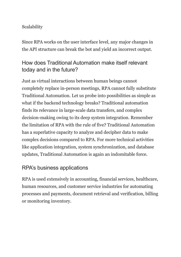 Automation And Robotic Process Automation Rpa The Difference Pdf