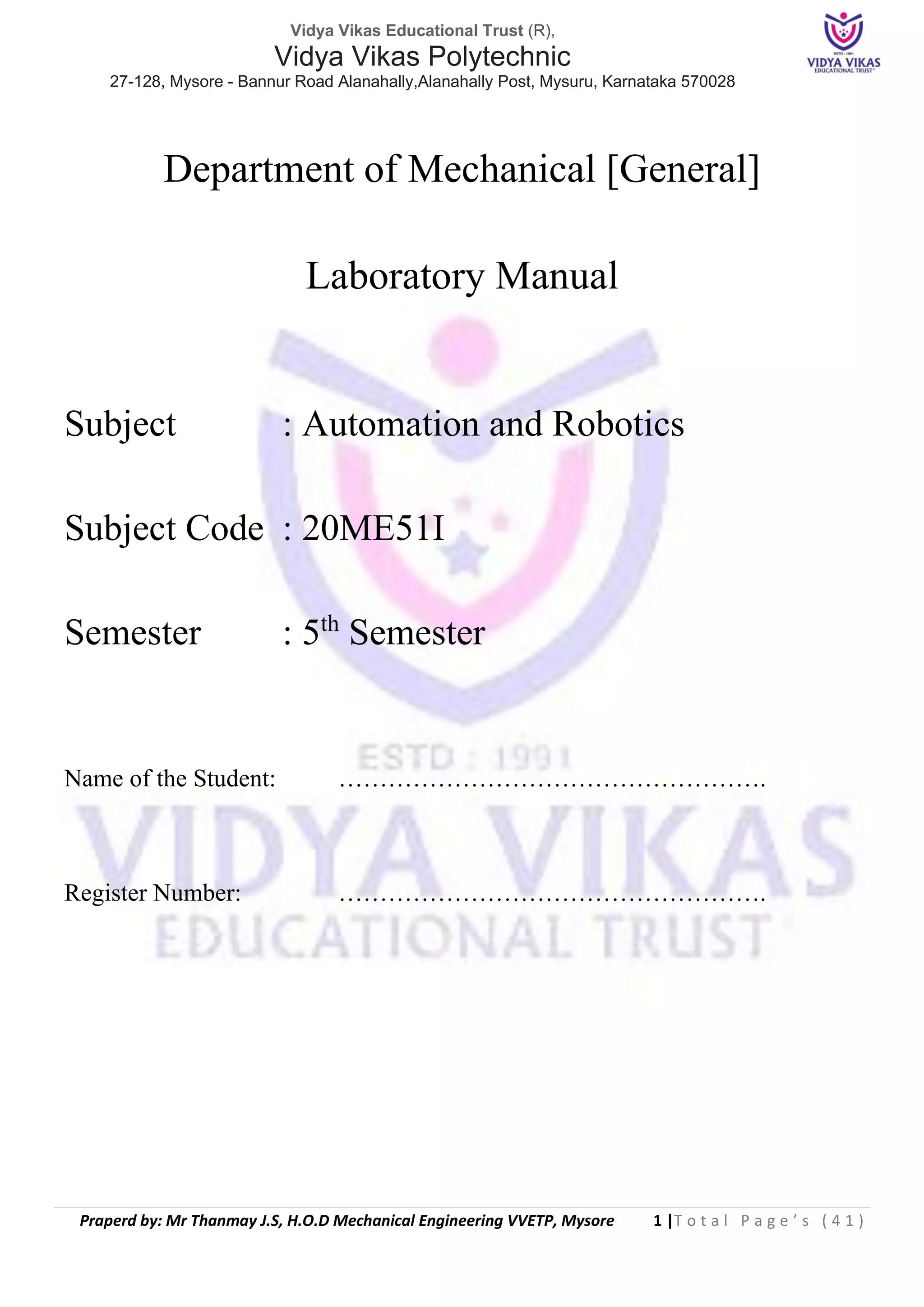 Automation and Robotics Lab Manual 20ME51I.pdf