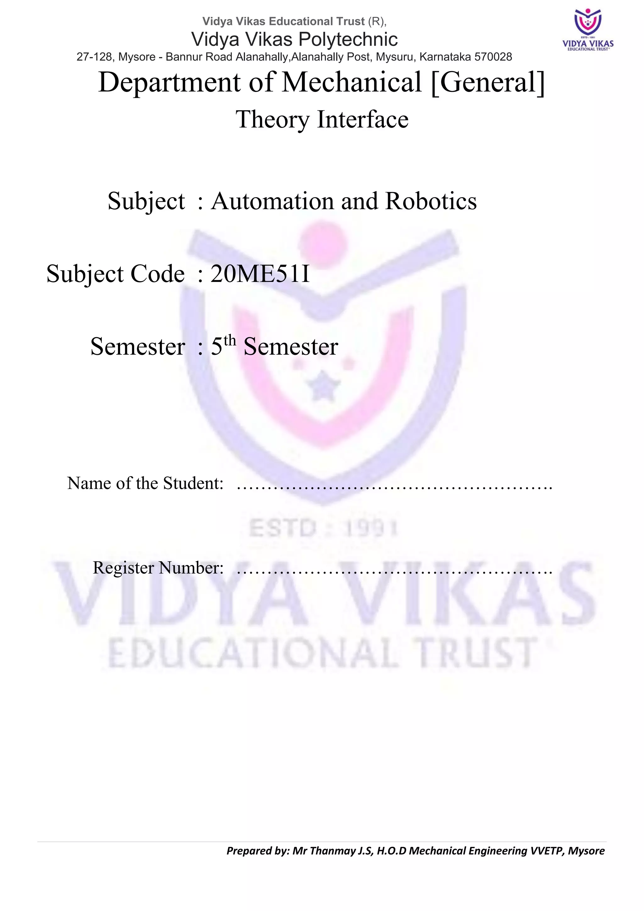 Automation and Robotics Week 01 Theory Notes 20ME51I.pdf