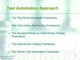 Automation Framework 042009 V2 | PPT