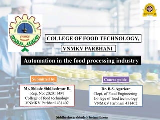 Automation in food industry | PPTX