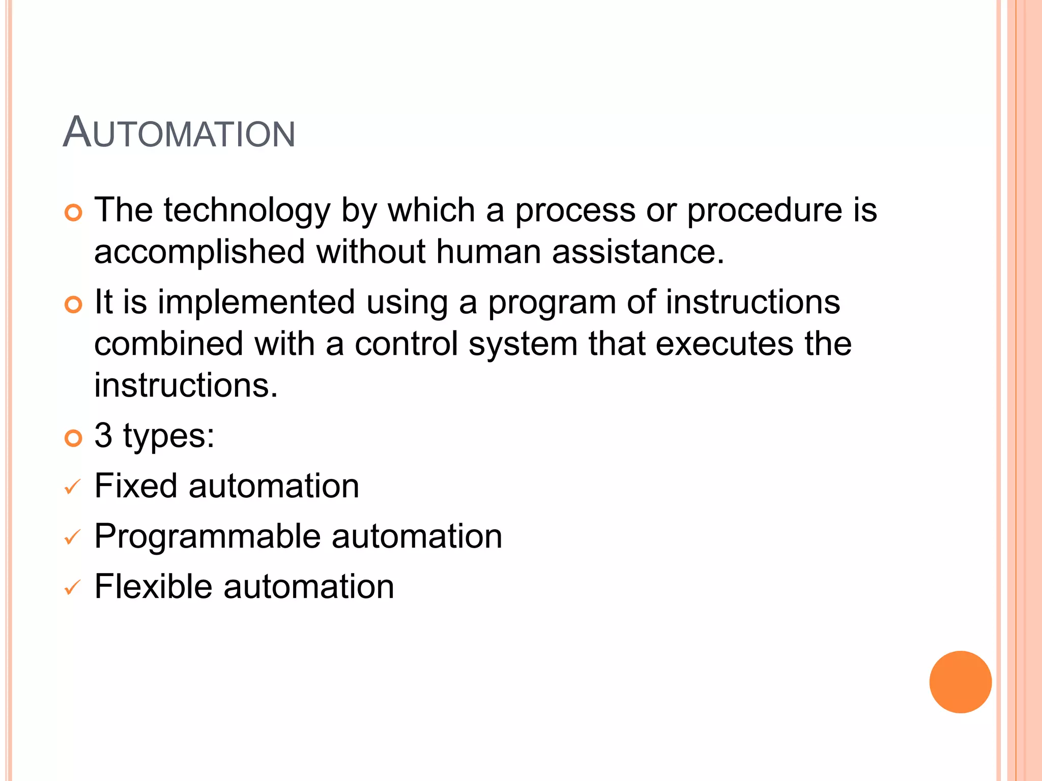 Automation in machining operations | PPTX