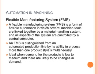 Automation in machining operations | PPTX