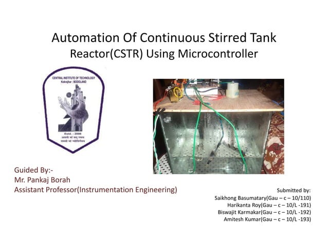 Automation of cstr using microcontroller gp11 | PPT