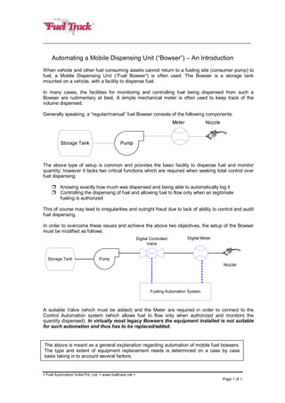 Automation of Mobile Fuel Bowsers - Brief Introduction | PDF