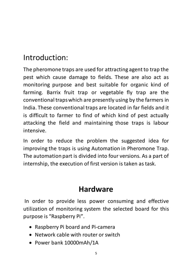 Automation of pheromone traps | DOCX | Technology & Computing