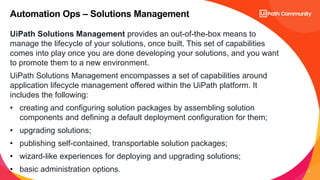 Automation Ops Series: Session 3 - Solutions management | PPT