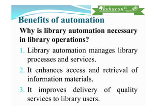 Automation software and its utilization in some libraries in nigeria | PPT