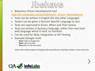 Automation solution using jbehave, selenium and hudson | PPTX