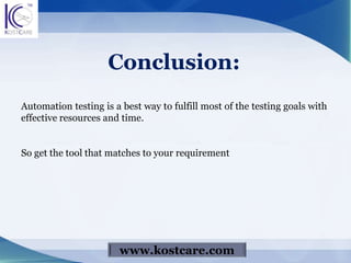 Automation testing importance, benefits automation testing tools | PPTX