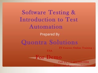 Automation Testing on Selenium by Quontra Solutions | PPT