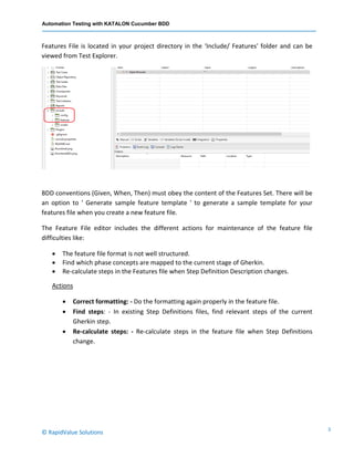 Automation Testing with KATALON Cucumber BDD | PDF