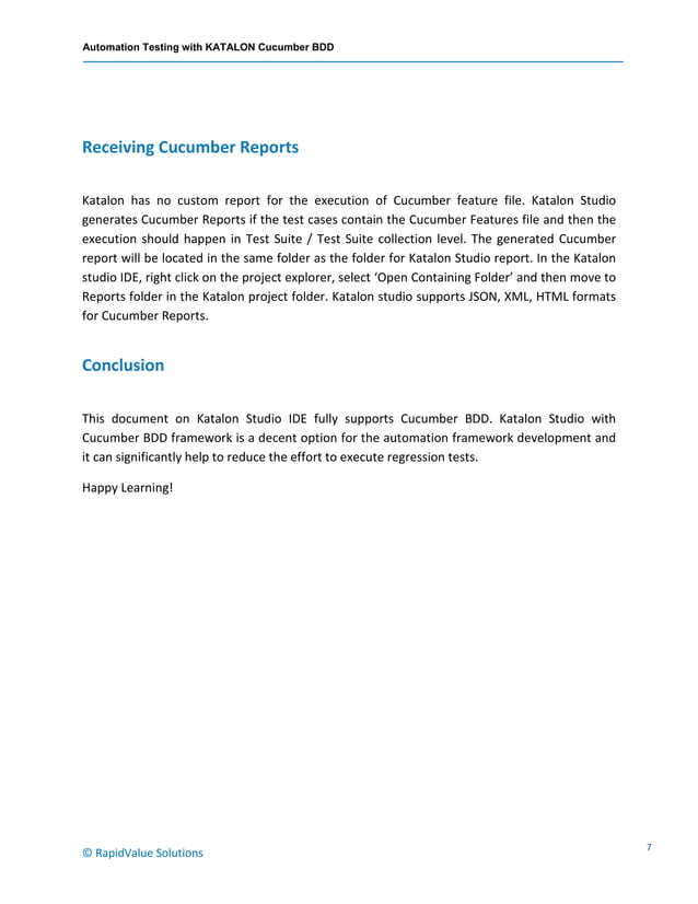 Automation Testing with KATALON Cucumber BDD | PDF