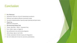 Comprehensive Automation Tools for Enhancing Modern Enterprise ...