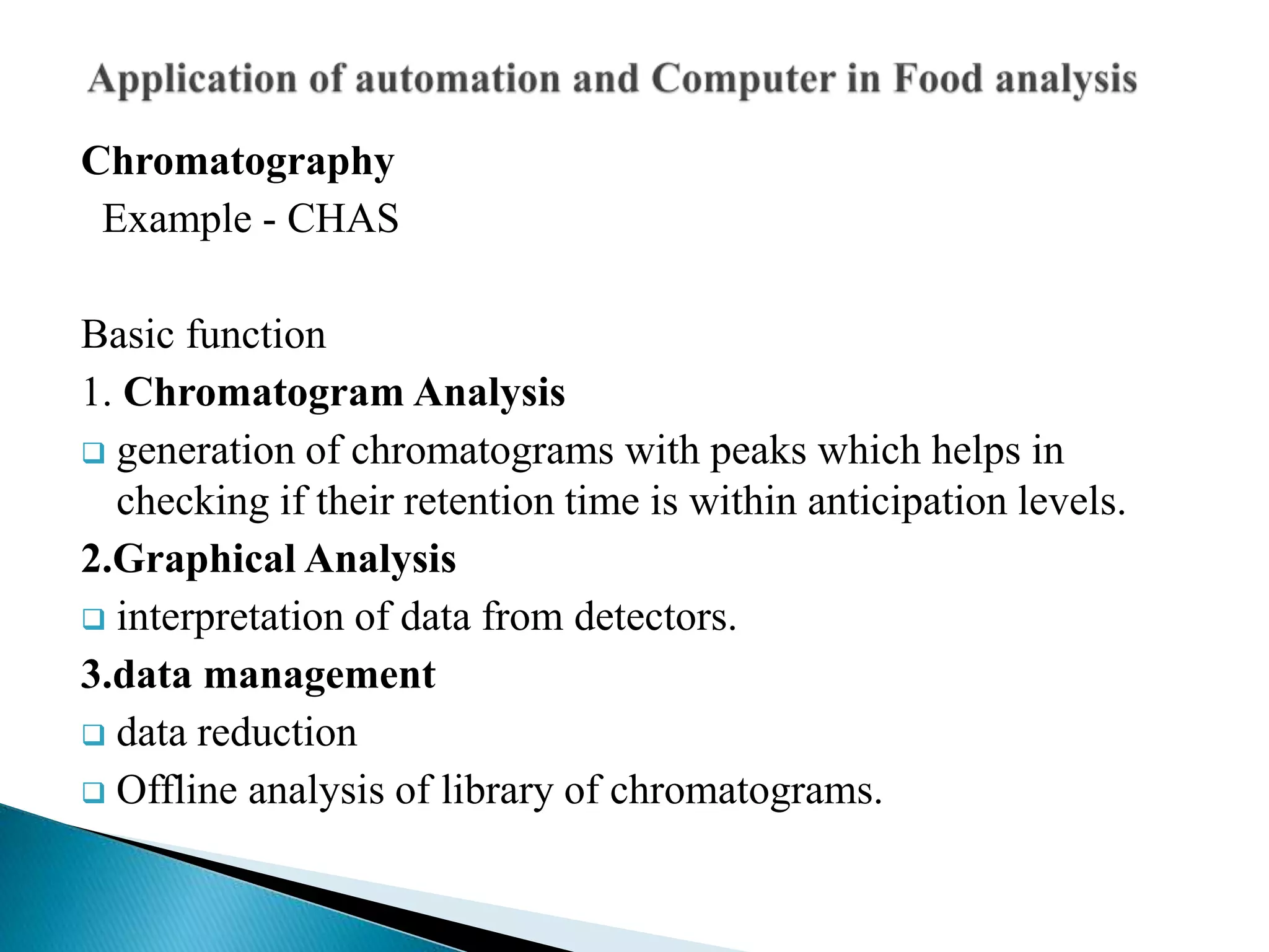 Automation & use of computer in food analysis | PPTX