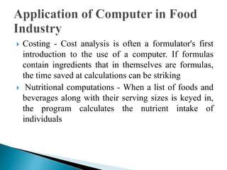 Automation & use of computer in food analysis | PPTX